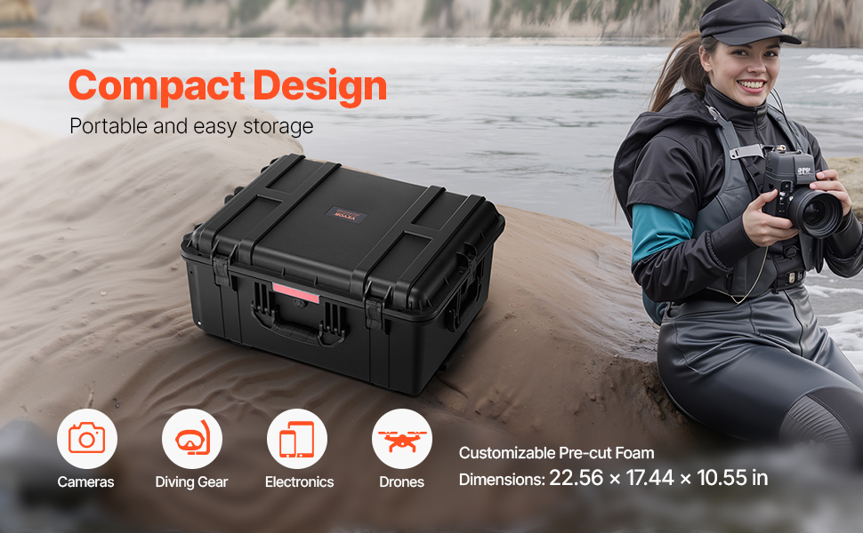 VEVOR Weatherproof Hard Case, Heavy Duty Protective Dry Box Case with ...