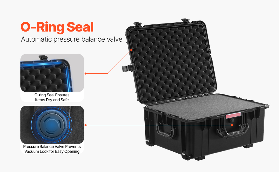 VEVOR Weatherproof Hard Case, Heavy Duty Protective Dry Box Case with ...