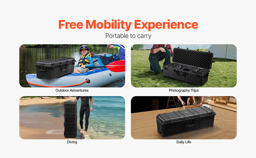 VEVOR 5.5 Cu.ft Weatherproof Hard Case with 3 Handles Large Capacity ...
