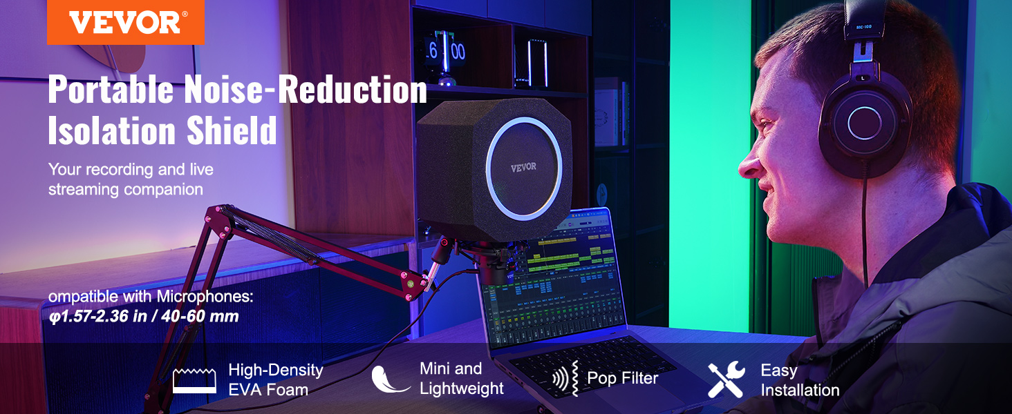 VEVOR Microphone Isolation Ball, High-Density Acoustic Foam, Windscreen ...