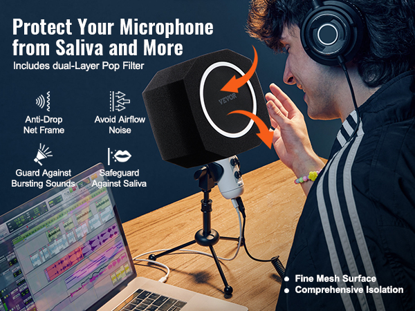 VEVOR Microphone Isolation Ball, High-Density Acoustic Foam, Windscreen ...