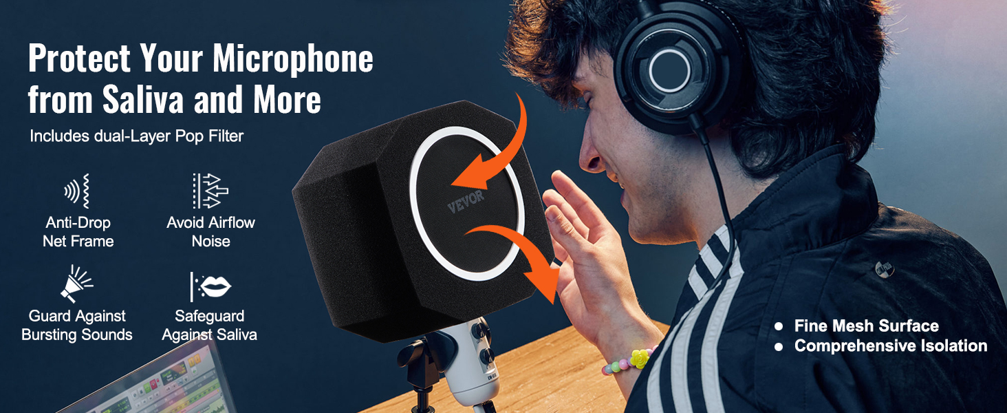 VEVOR Microphone Isolation Ball, High-Density Acoustic Foam, Windscreen Isolation Shield with ...