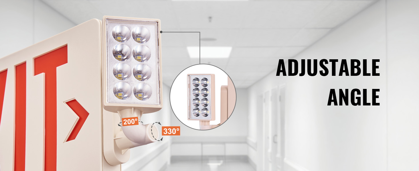 VEVOR LED Exit Sign with Emergency Lights, Two Heads Emergency Exit ...