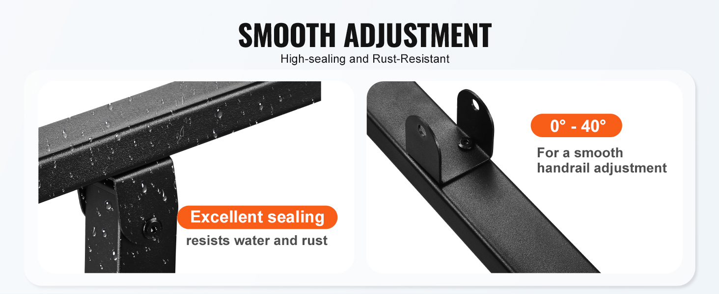 Outdoor Handrails for 4-5 Step Stairs Black Square Tube Easy Install ...