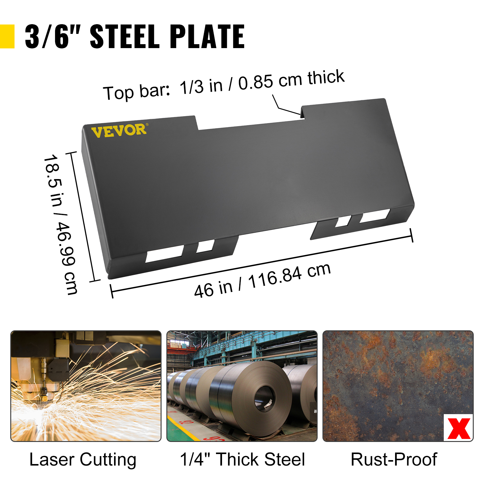 VEVOR Universal Skid Steer Mount Plate 3/16" Thick Skid Steer Plate ...