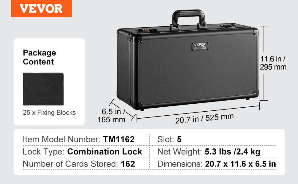 VEVOR Graded Card Storage Box, 5 Slots, Graded Sports Cards Holder ...