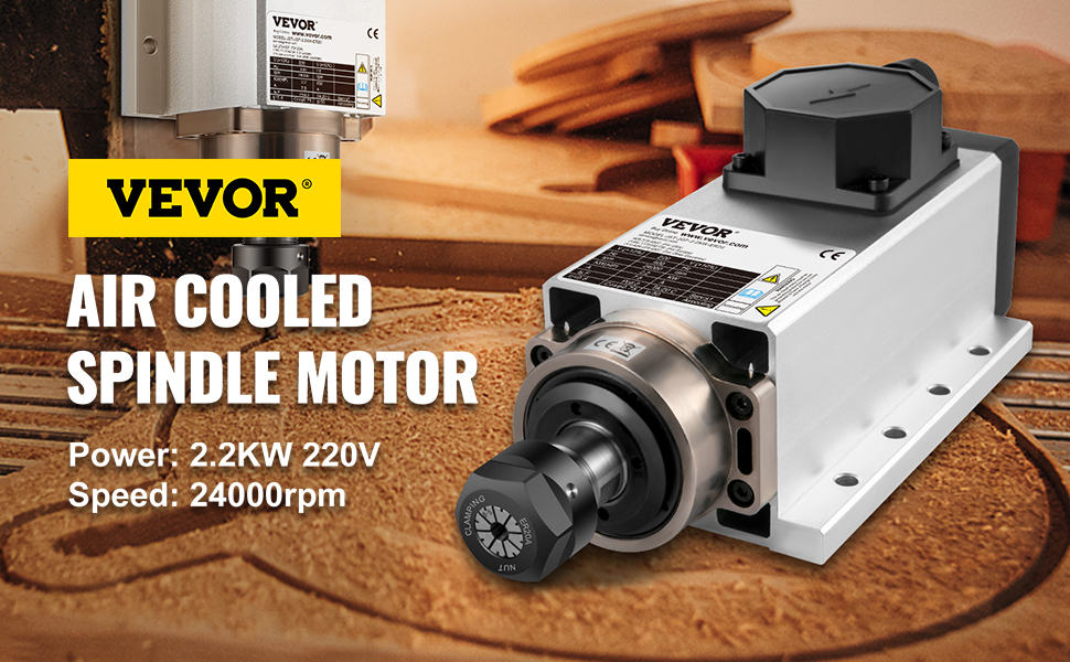 VEVOR Air Cooled Spindle Motor 2.2KW CNC Spindle Motor 220V Square Air ...