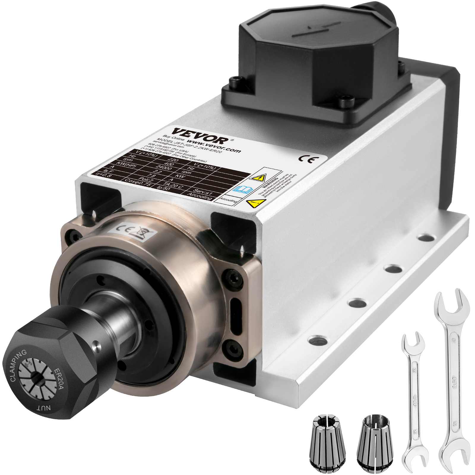 VEVOR Air Cooled Spindle Motor 2.2KW CNC Spindle Motor 220V Square Air ...