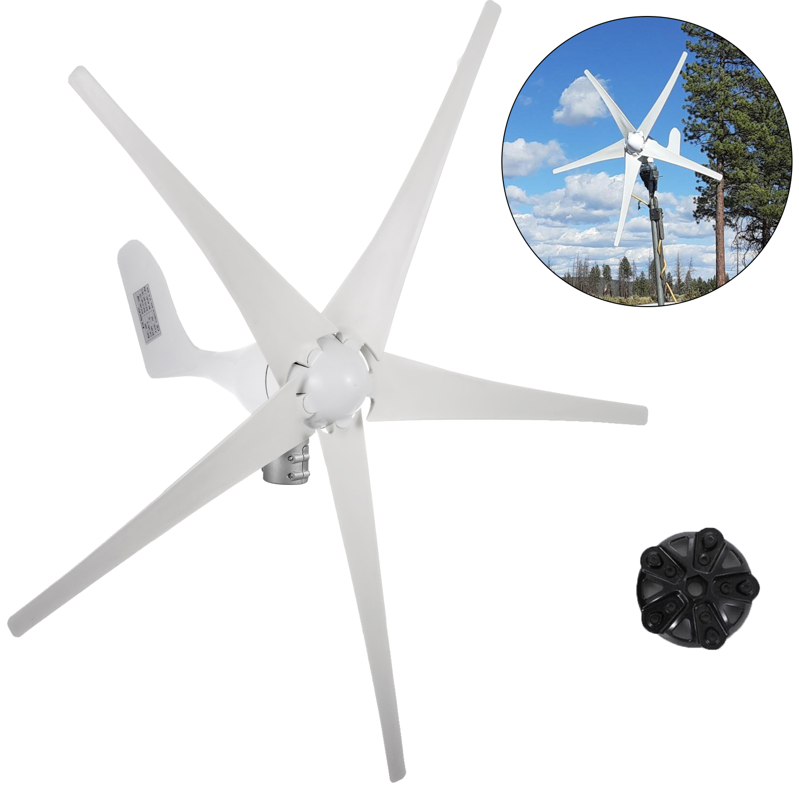 VEVOR Wind Turbine 500W Wind Turbine Generator DC 12V Wind Turbine 5 ...