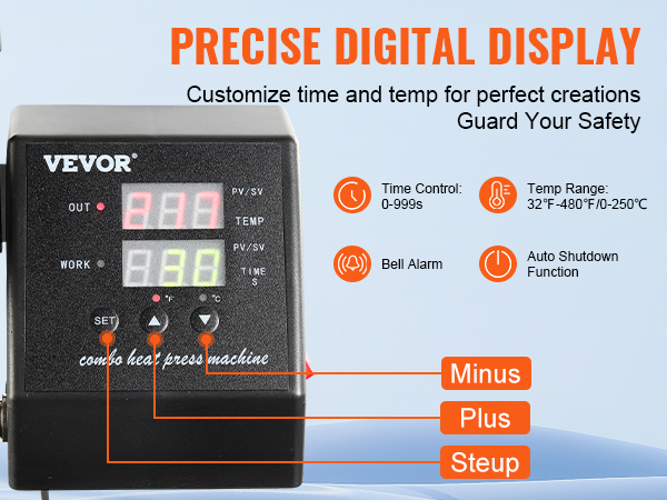 VEVOR 1400W Heat Press Machine 8 In 1 Sublimation Steel Frame Heat ...