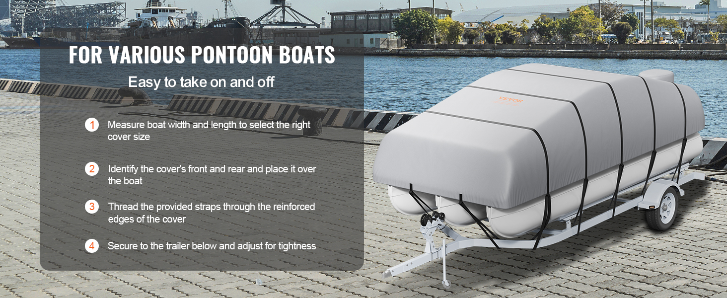 VEVOR Pontoon Boat Cover, 19'-20' Waterproof Trailerable Pontoon Cover ...