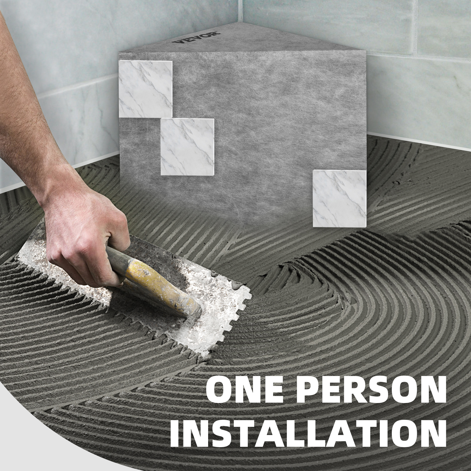 VEVOR Tile Shower Seat, 22.4" x 16" x 20" Ready to Tile Shower Seat ...