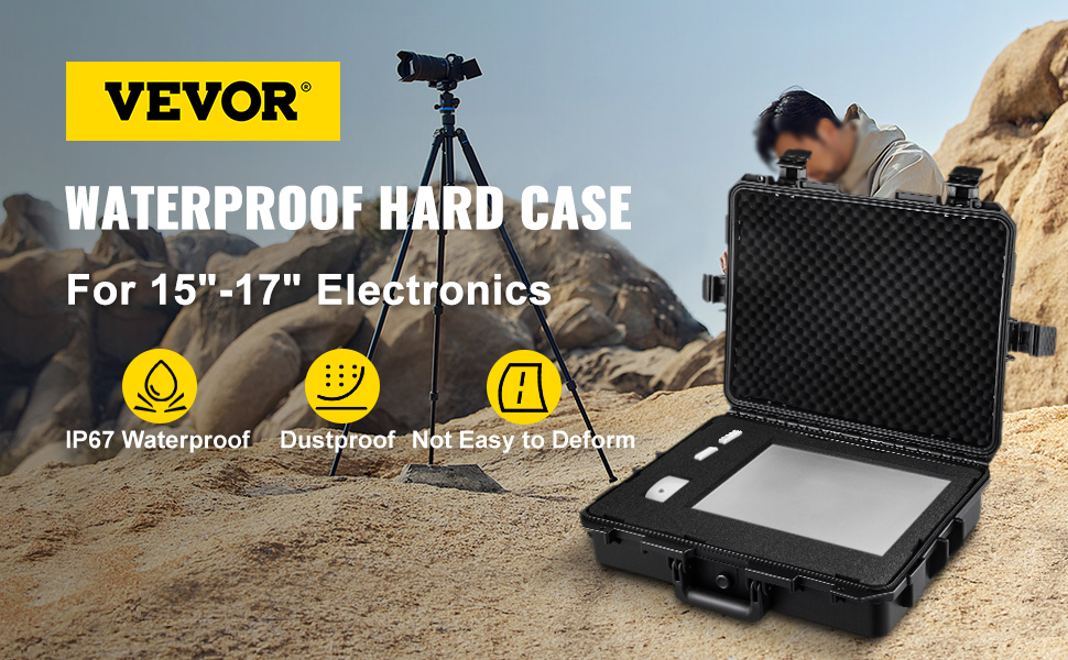 VEVOR Waterproof Hard Case, 20 x 16 x 5 Inches, with Customizable Foam ...