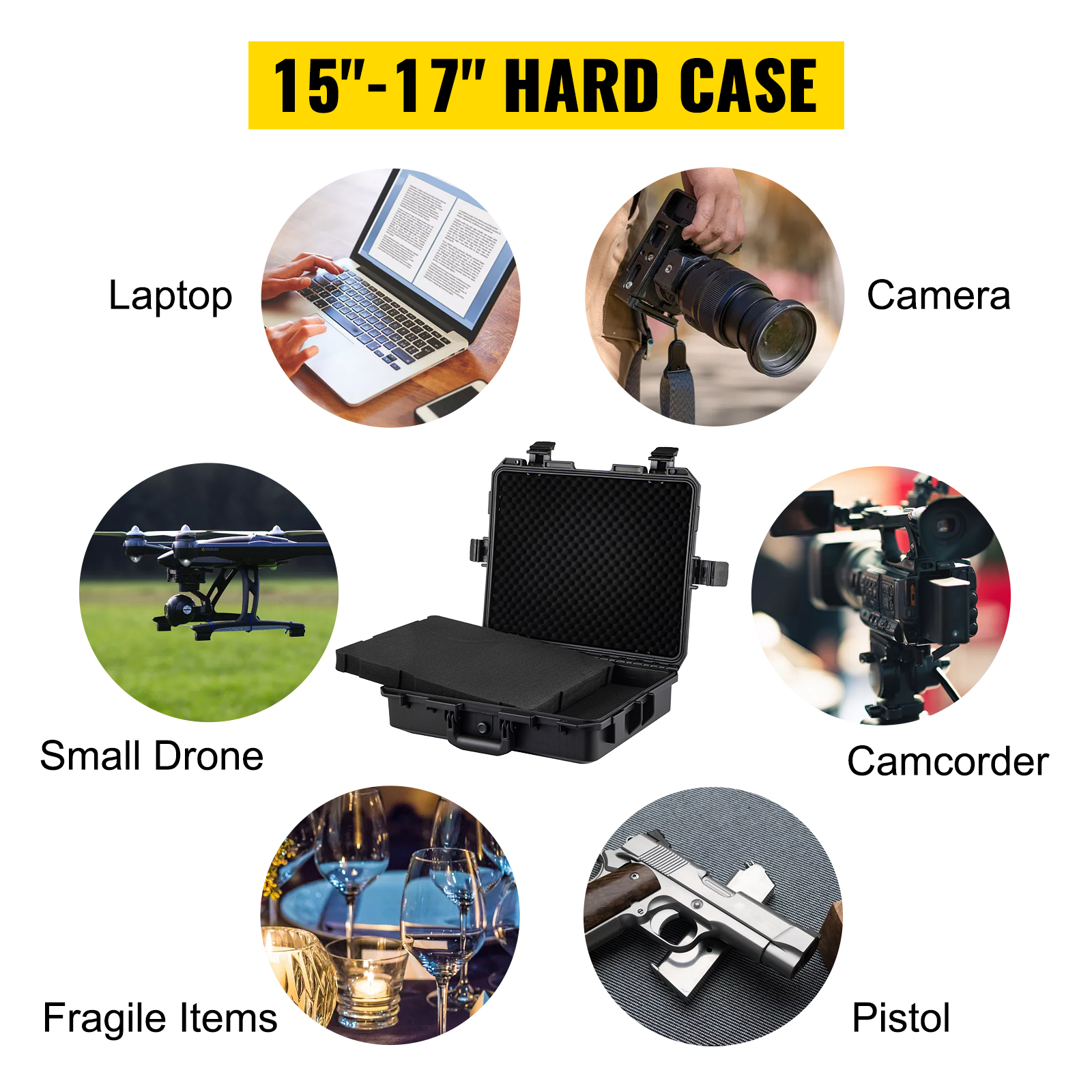 VEVOR Waterproof Hard Case, 20 x 16 x 5 Inches, with Customizable Foam ...