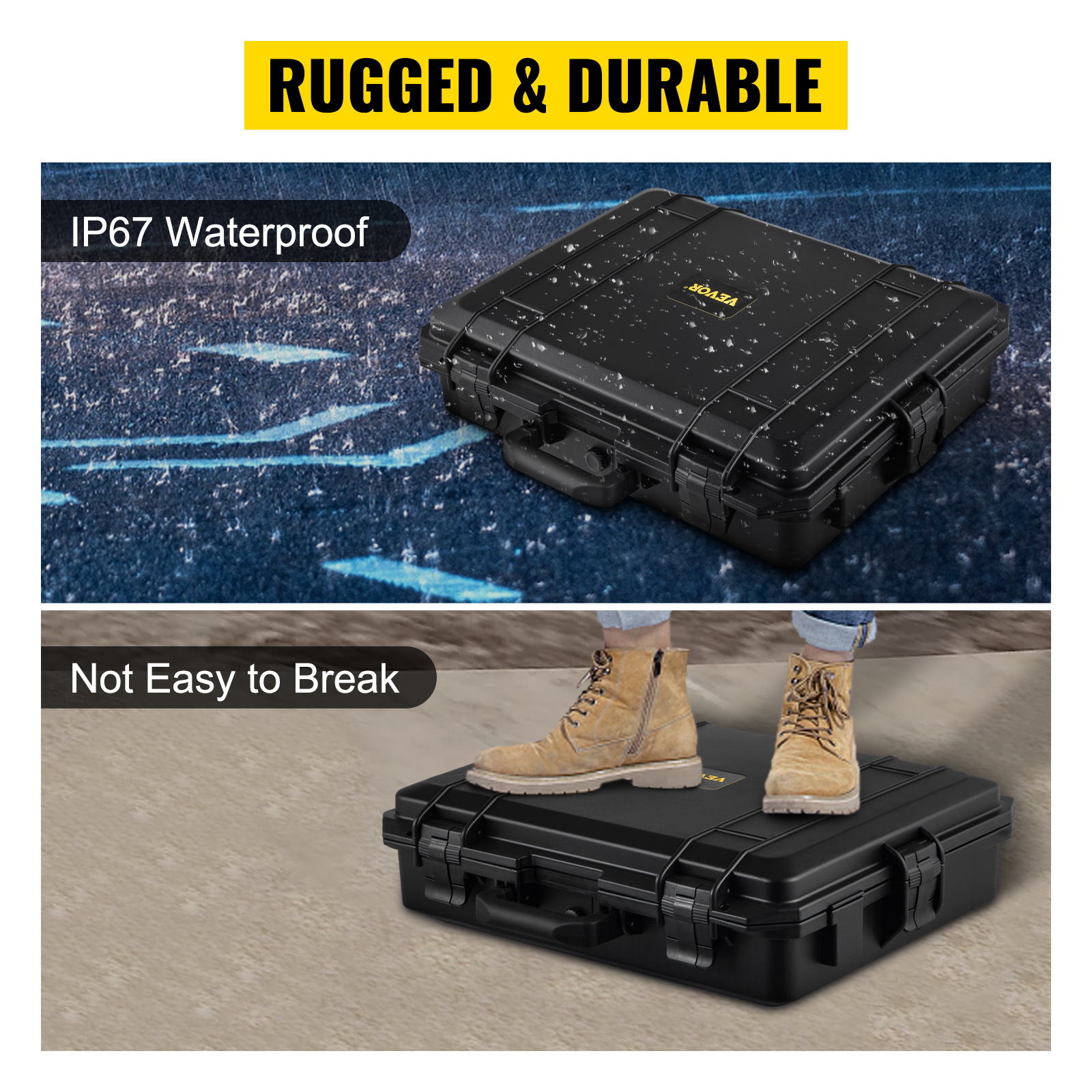VEVOR Waterproof Hard Case, 20 x 16 x 5 Inches, with Customizable Foam ...