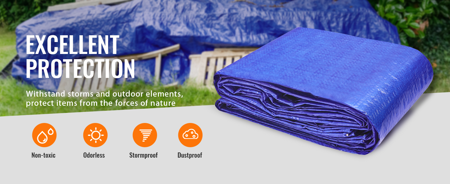 VEVOR Tarp Waterproof 10x12 ft, 5 Mil Plastic Poly Tarp Cover, Multi ...