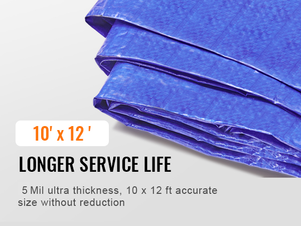 VEVOR Tarp Waterproof 10x12 ft, 5 Mil Plastic Poly Tarp Cover, Multi ...