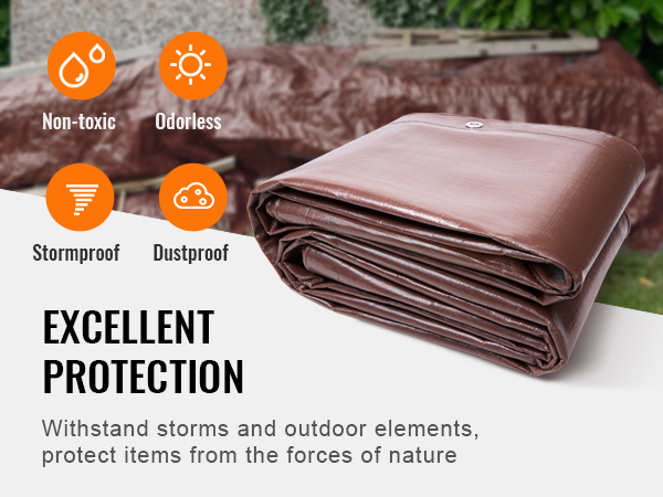 VEVOR Tarp Waterproof 12 x 16 ft 16 Mil Plastic Poly Tear UV Resistant ...