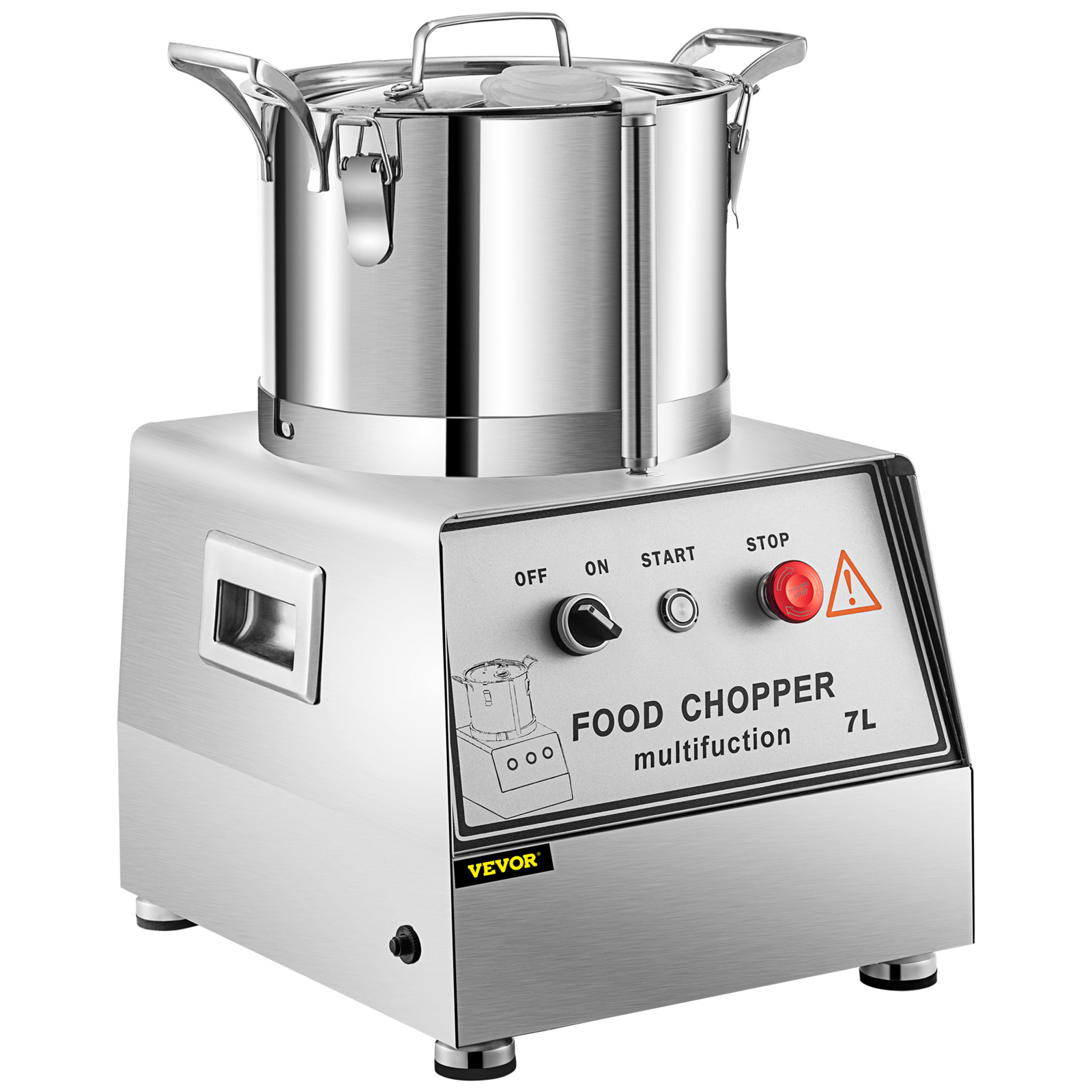 VEVOR 110V Commercial Food Processor 7L Capacity 750W Electric Food ...