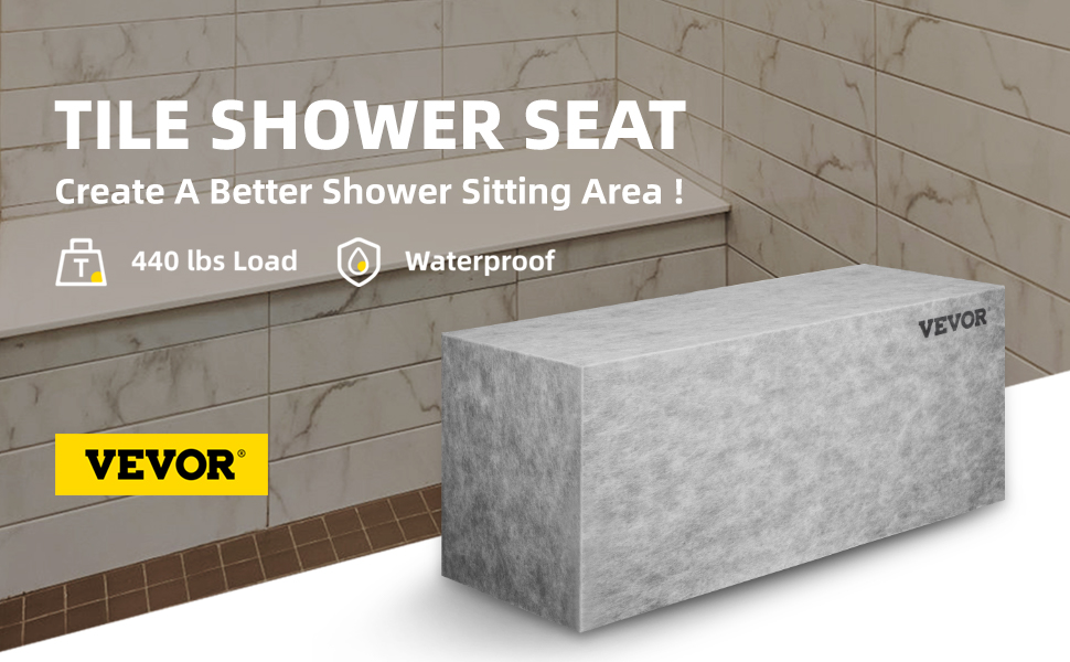VEVOR Tile Shower Seat, 47.2" x 16" x 20" Ready to Tile Shower Seat ...