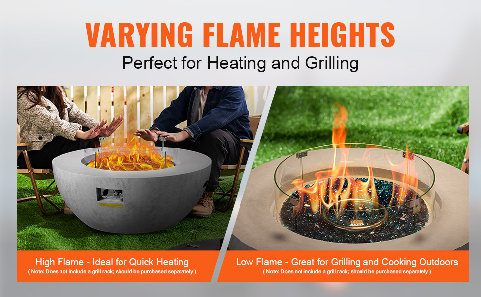 VEVOR Propane Fire Pit Outdoor Concrete Gas Fire Pit 39 in Tabletop ...