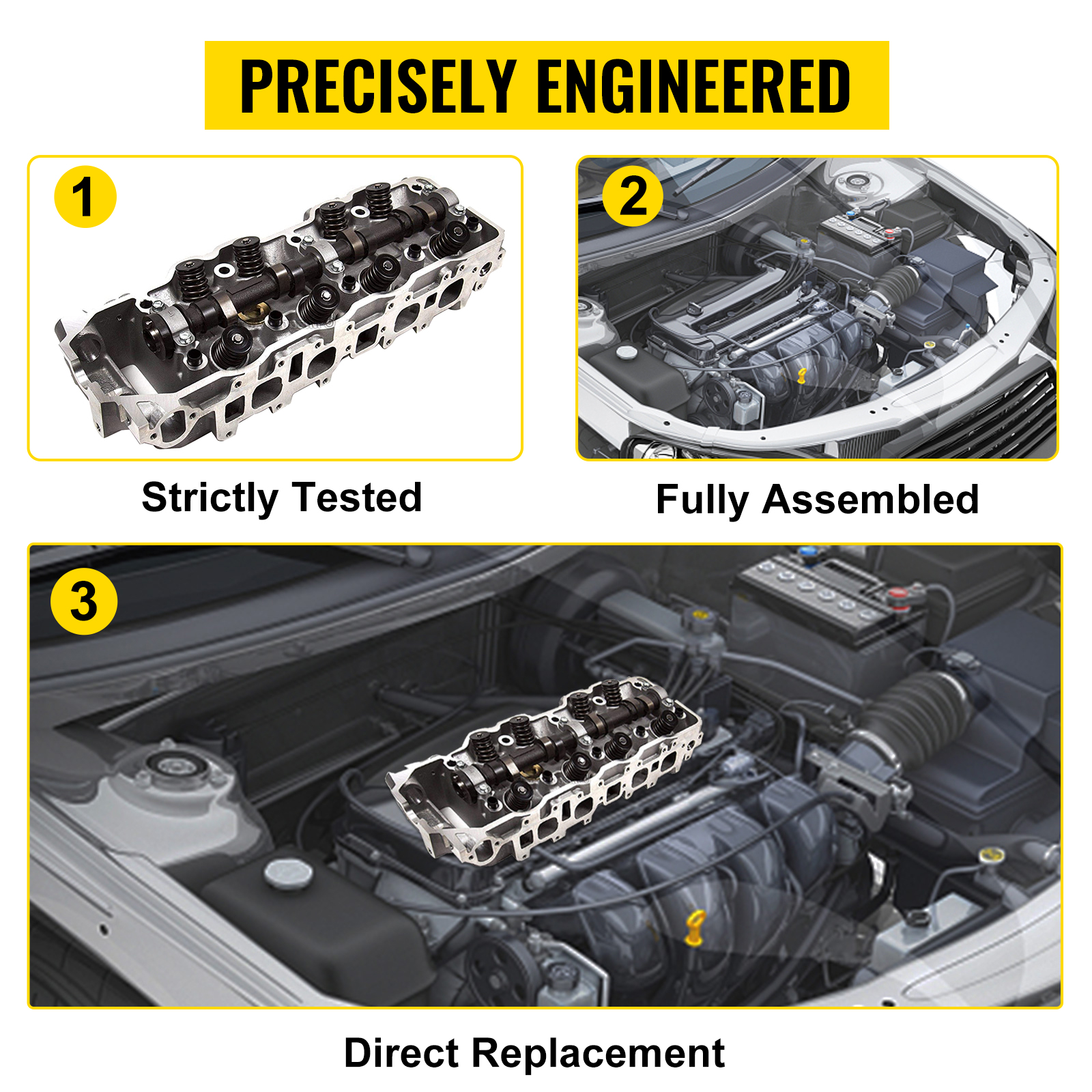 VEVOR Complete Cylinder Head for 85-95 22R 22RE 22RE 2.4L SOHC Pickup ...