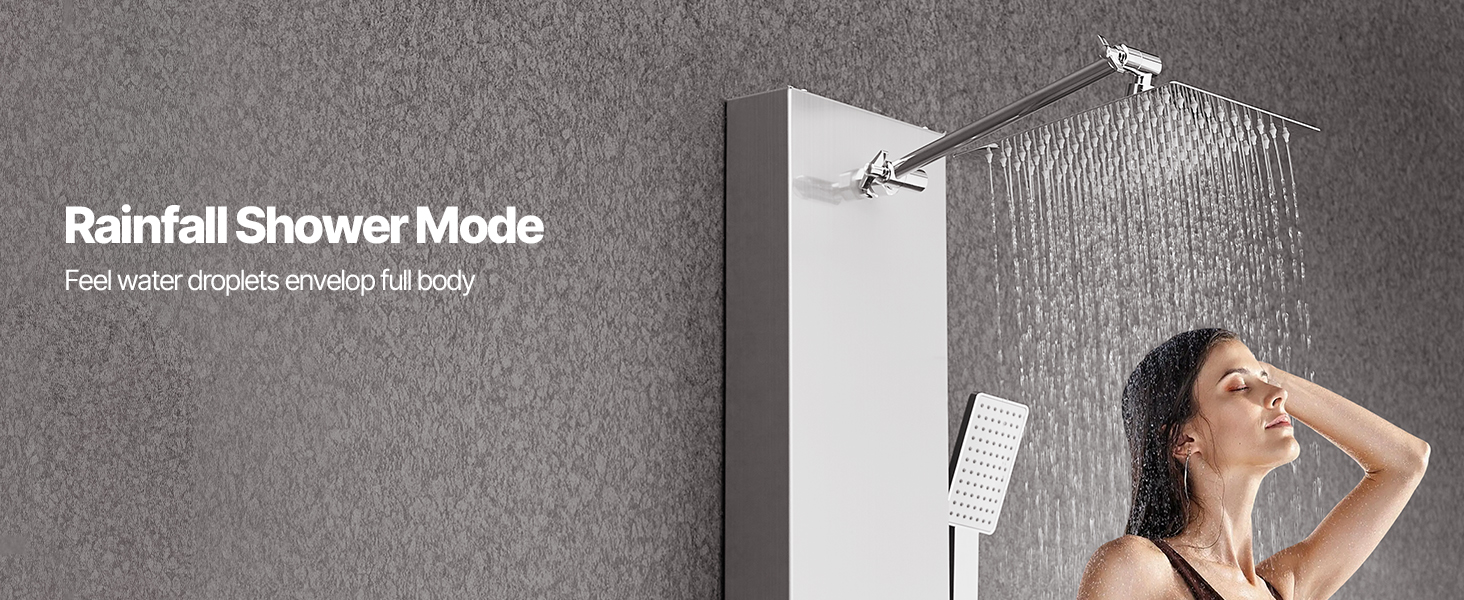 Shower Panel Tower System Stainless Steel Column Rainfall Head Massage ...