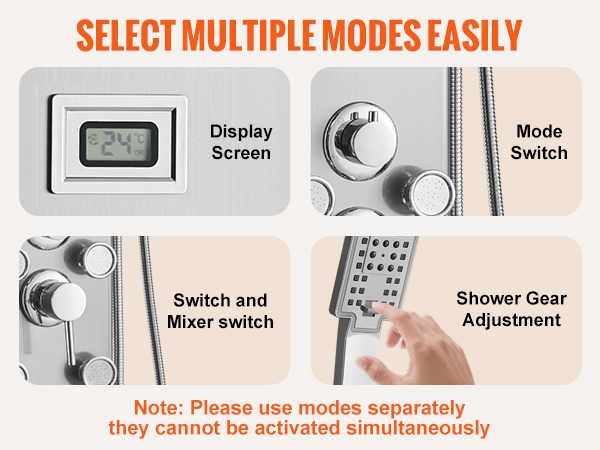 VEVOR Shower Panel System, 5 Shower Modes, Digital Display Shower Panel ...