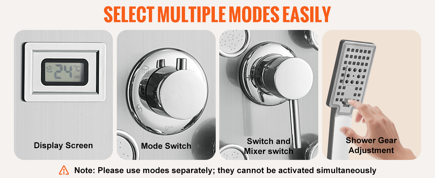 VEVOR Shower Panel System, 5 Shower Modes, Digital Display Shower Panel ...