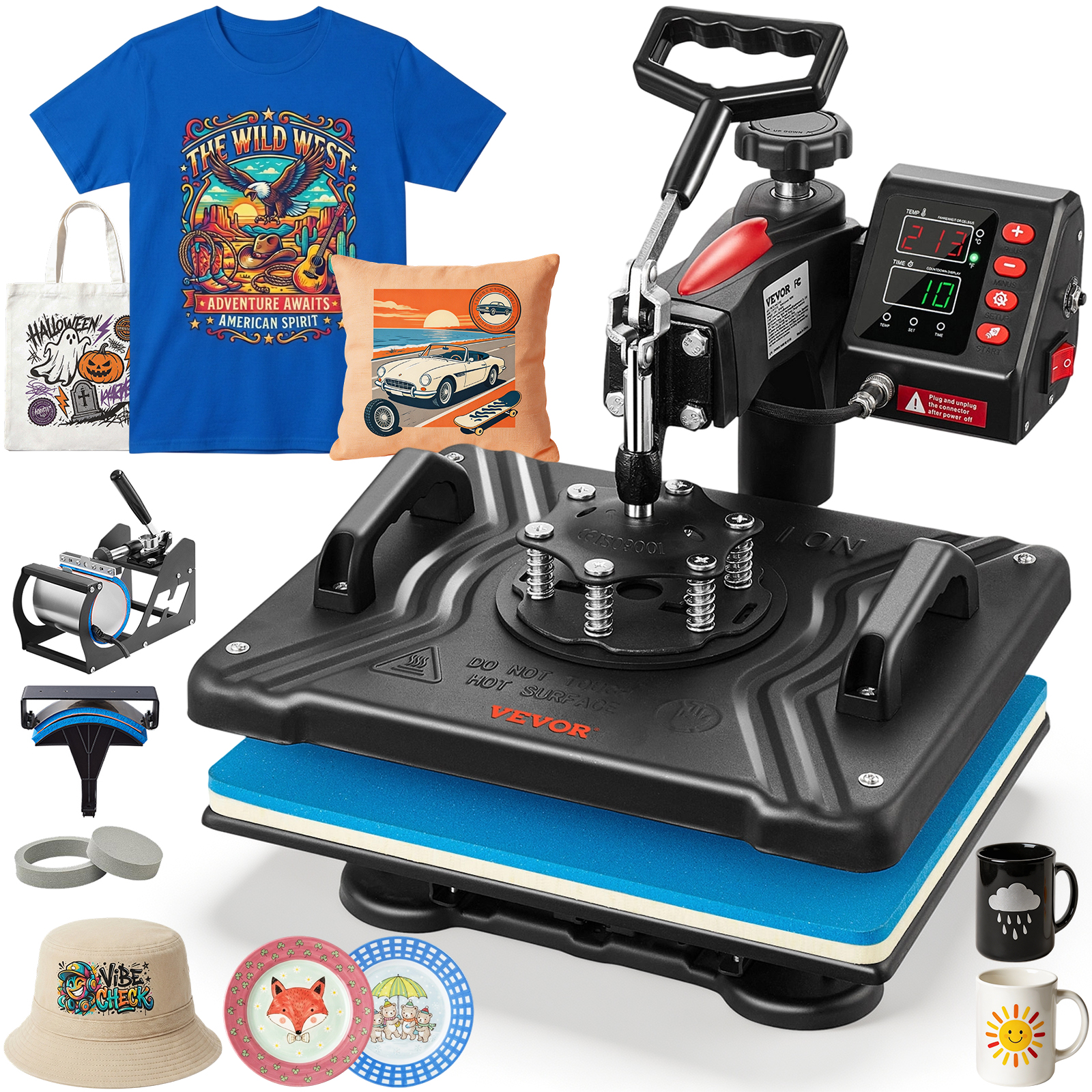VEVOR Heat Press, 5 in 1 Heat Press Machine Machine 12x15, Clamshell ...