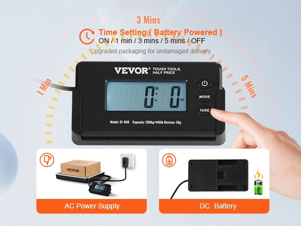 VEVOR Shipping Scale Digital Postal Scale 440 lbs x 1.7 oz. AC/DC ...