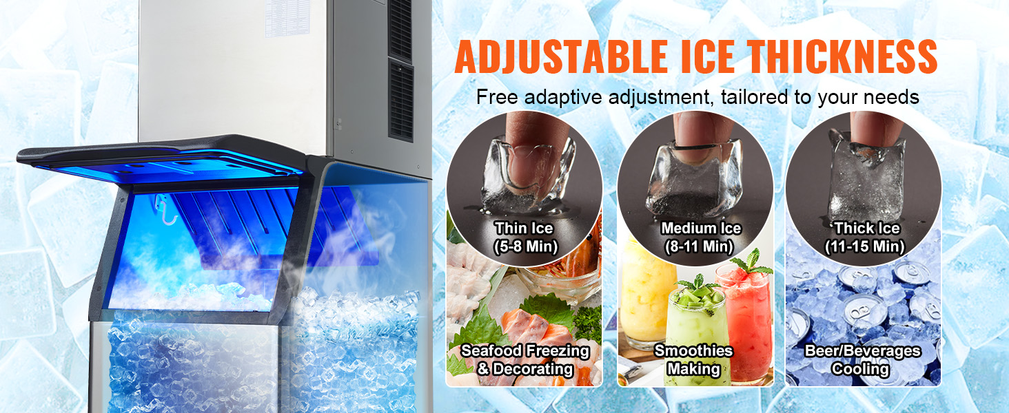 VEVOR Commercial Ice Maker, 400LBS/24H Ice Making Machine with 330.7LBS ...
