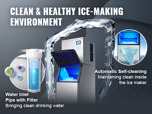 VEVOR Commercial Ice Maker, 400LBS/24H Ice Making Machine with 330.7LBS ...