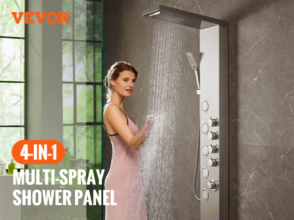 VEVOR Shower Panel System, 4 Shower Modes Shower Panel Tower, Rainfall ...