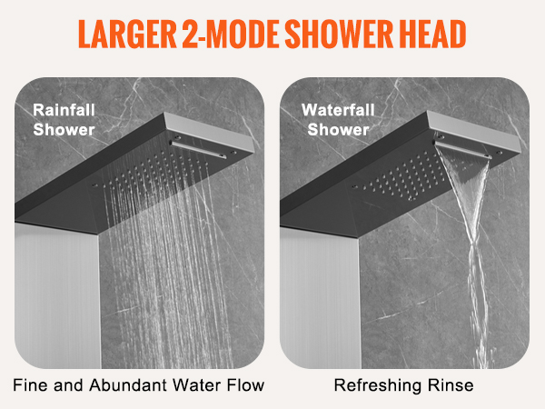 VEVOR Shower Panel System, 4 Shower Modes Shower Panel Tower, Rainfall ...