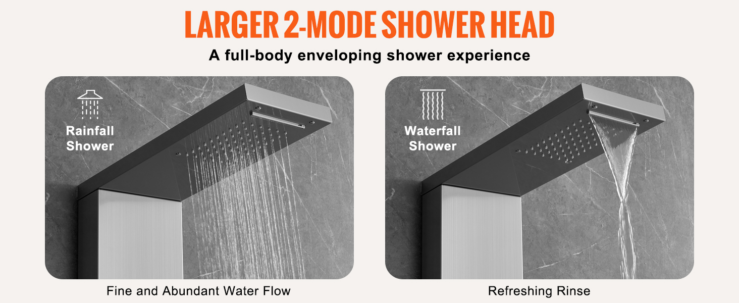 VEVOR Shower Panel System, 4 Shower Modes Shower Panel Tower, Rainfall ...