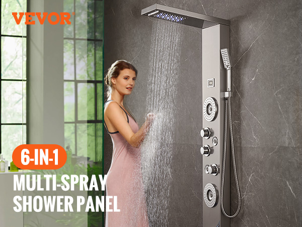 VEVOR Shower Panel System, 6 Shower Modes, LED & Display Shower Panel ...