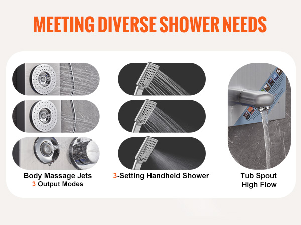 VEVOR Shower Panel System, 6 Shower Modes, LED & Display Shower Panel ...