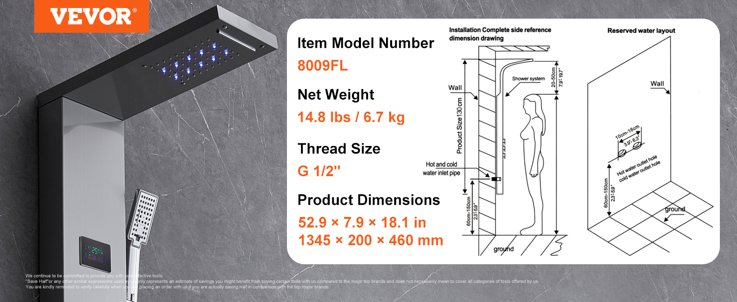 VEVOR Shower Panel System, 6 Shower Modes, LED & Screen ...