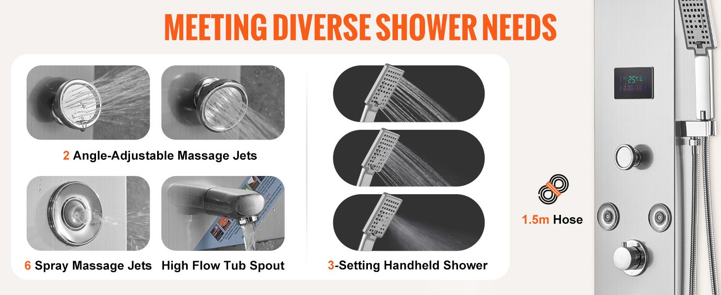 VEVOR Shower Panel System, 6 Shower Modes, LED & Screen ...