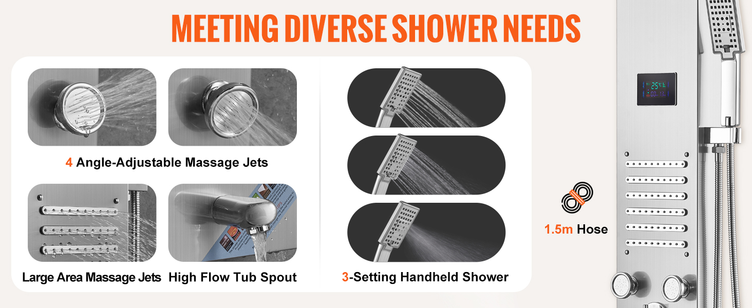 VEVOR Shower Panel System, 6 Shower Modes, LED & Screen ...