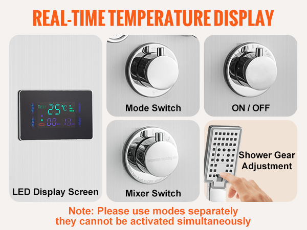 VEVOR Shower Panel System, 6 Shower Modes, LED & Screen ...