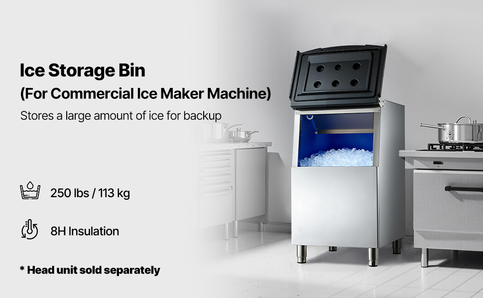 Commercial Ice Maker Storage Bin 250lbs Capacity Stainless Steel Ice ...