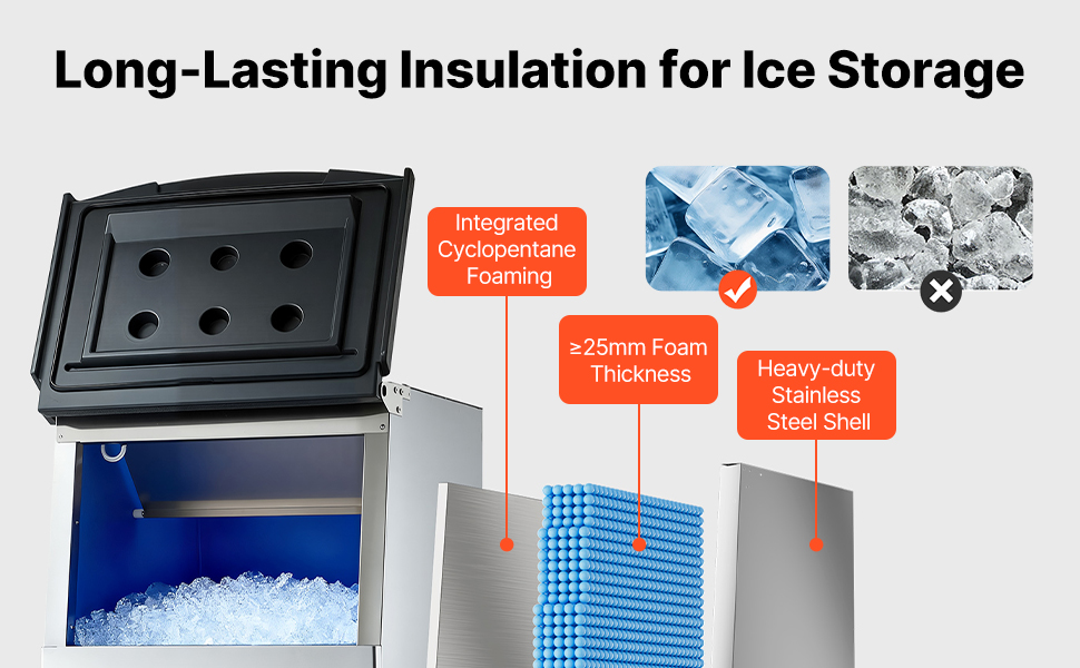 Commercial Ice Maker Storage Bin 250lbs Capacity Stainless Steel Ice ...