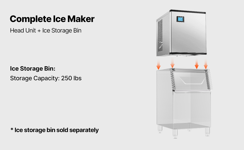 VEVOR Commercial Ice Maker 500 lbs/24 h Self-Cleaning Ice Machine ...