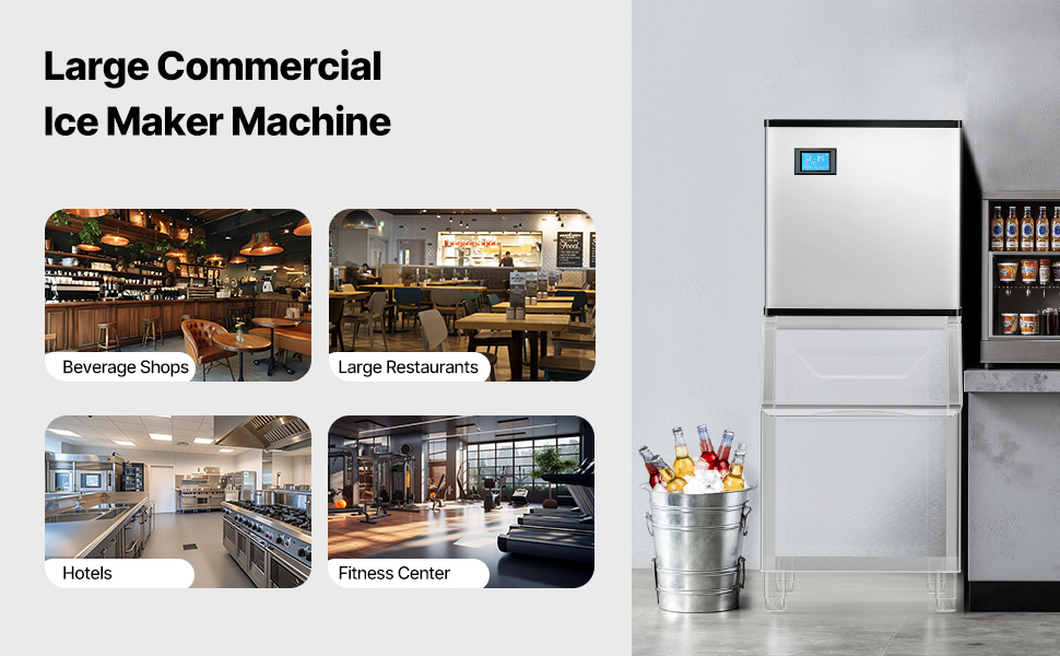 VEVOR Commercial Ice Maker 500 lbs/24 h Self-Cleaning Ice Machine ...