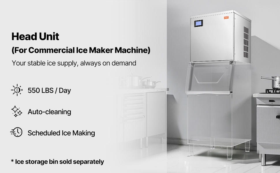 Commercial Ice Maker Machine 550 lbs/Day Self-Cleaning Ice Machine ...