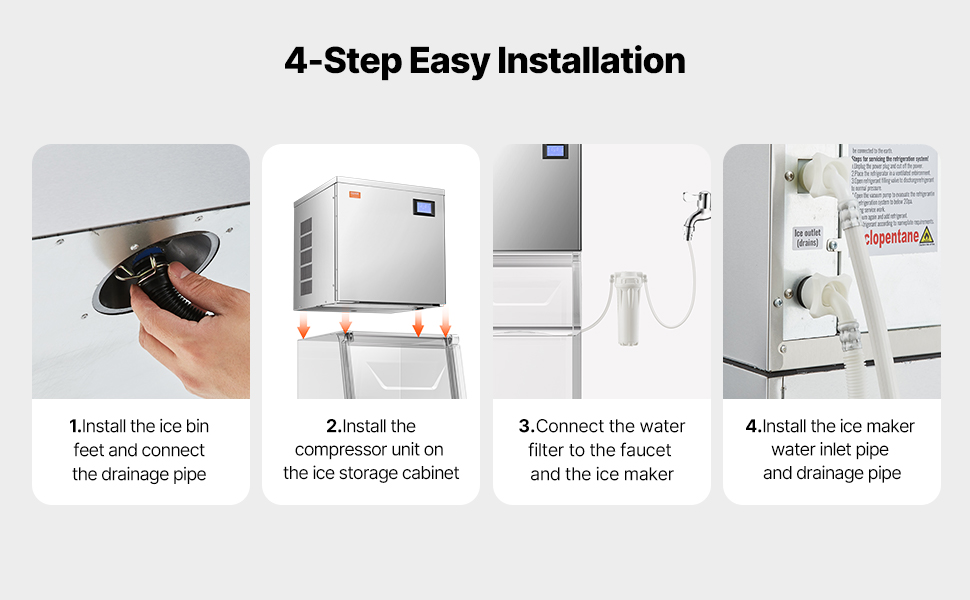 Commercial Ice Maker Machine 550 lbs/Day Self-Cleaning Ice Machine ...