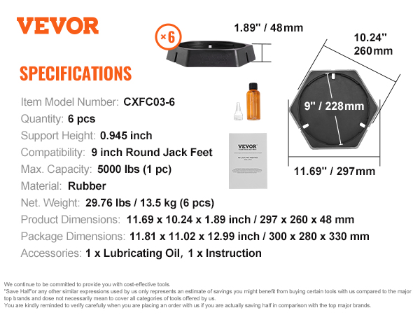 VEVOR RV Leveling Pads, 9 Inch Round Landing Feet, Permanent Attached ...