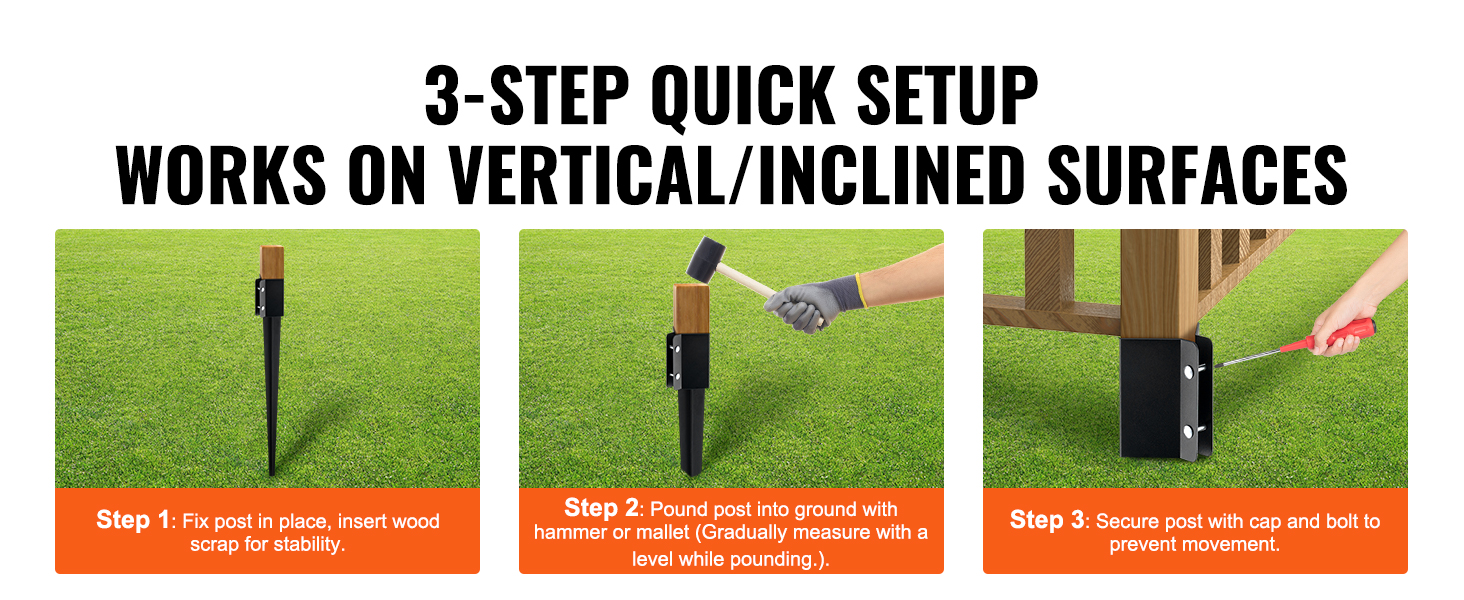VEVOR Fence Post Anchor Ground Spike, 4 Pack 36 x 4 x 4 Inches Outer ...